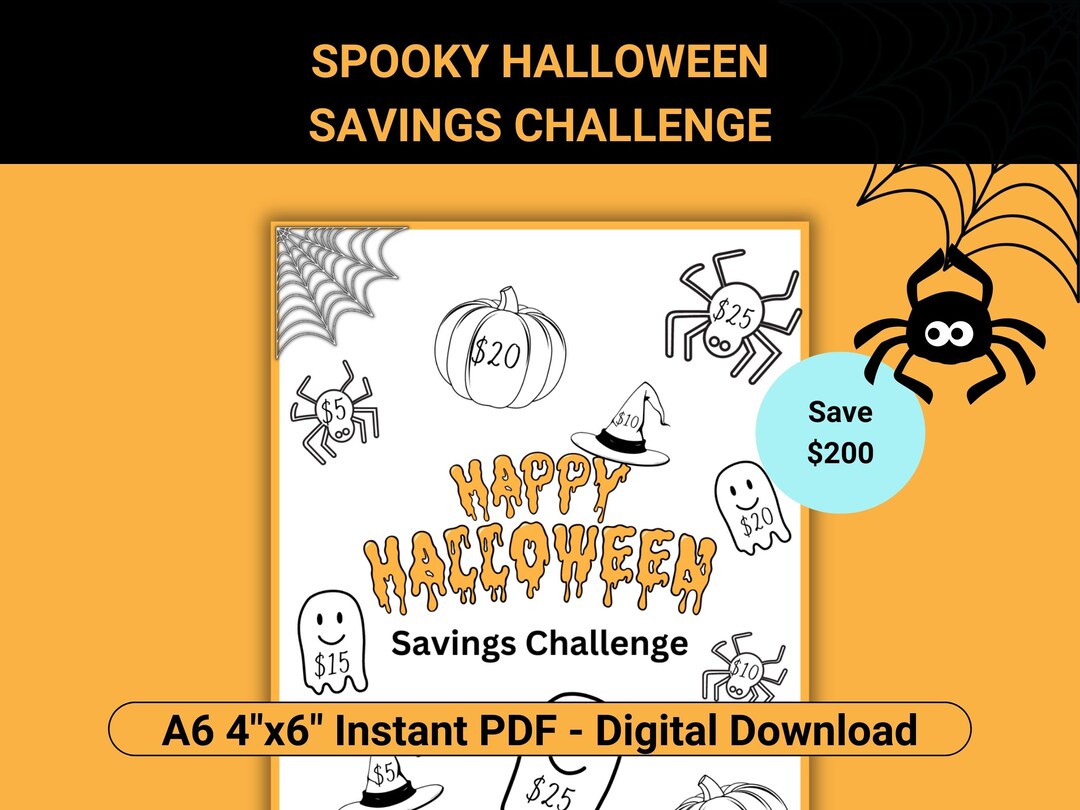 Halloween Savings Challenge Printable, Spooky Savings Challenge, A6 ...