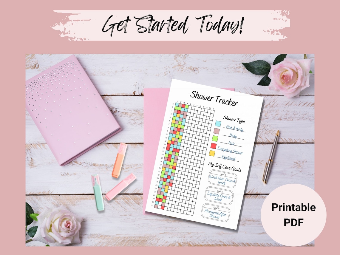 Shower Tracker Printable, Habit Tracker, Health Tracker, Goal Tracker ...