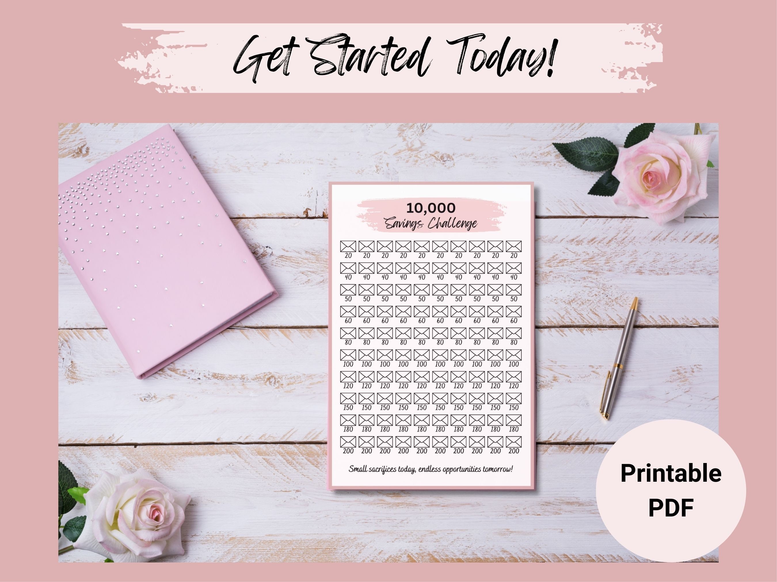 10K Savings Challenge Printable, 10k Challenge Fits A6 Budget Binder ...