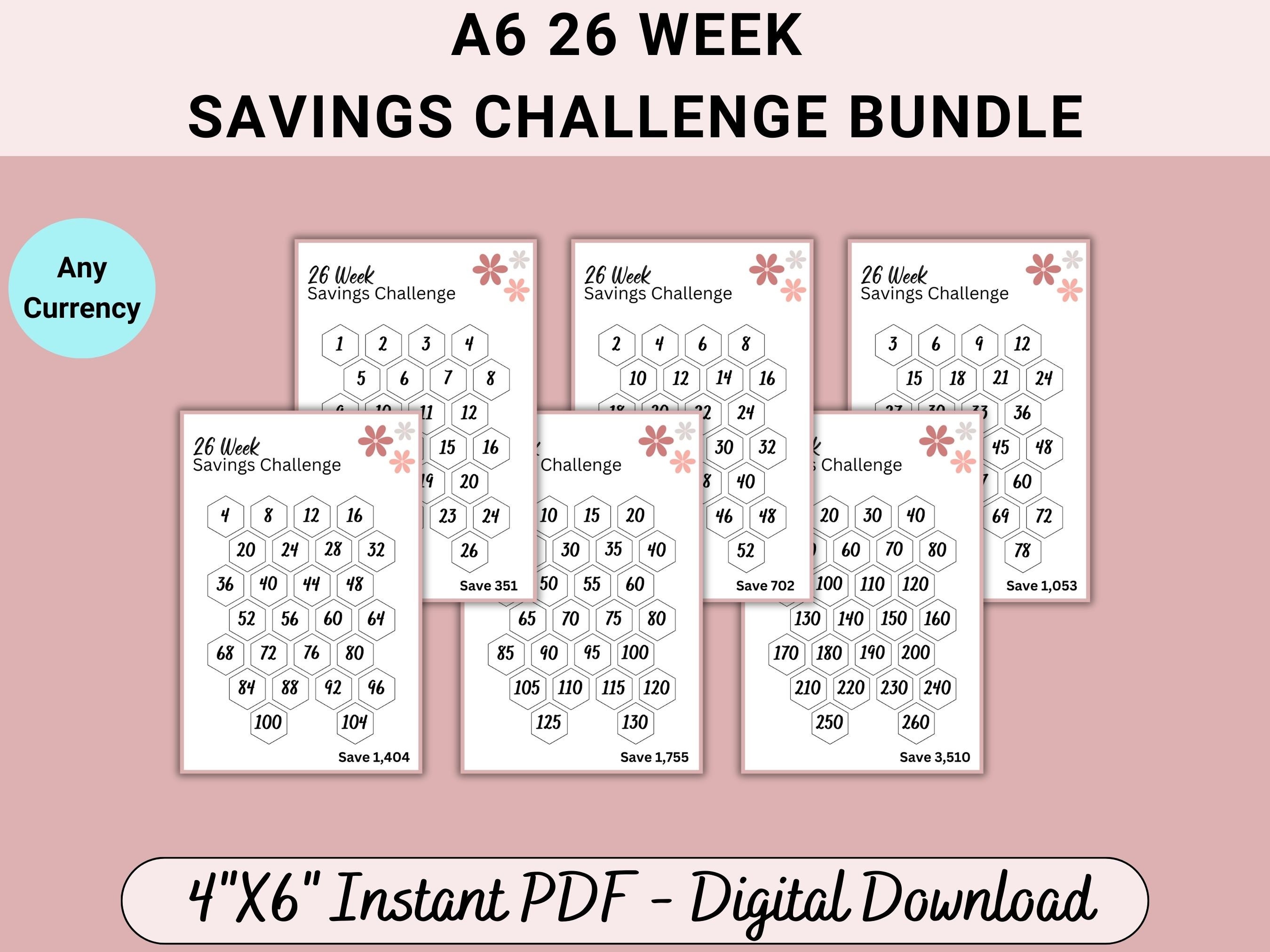 26 Weeks Savings Challenge Bundle Set of 6 26 Week Challenge - Etsy
