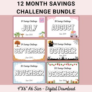 12 Month Savings Challenge Printable, Monthly Saving Challenge, Low ...