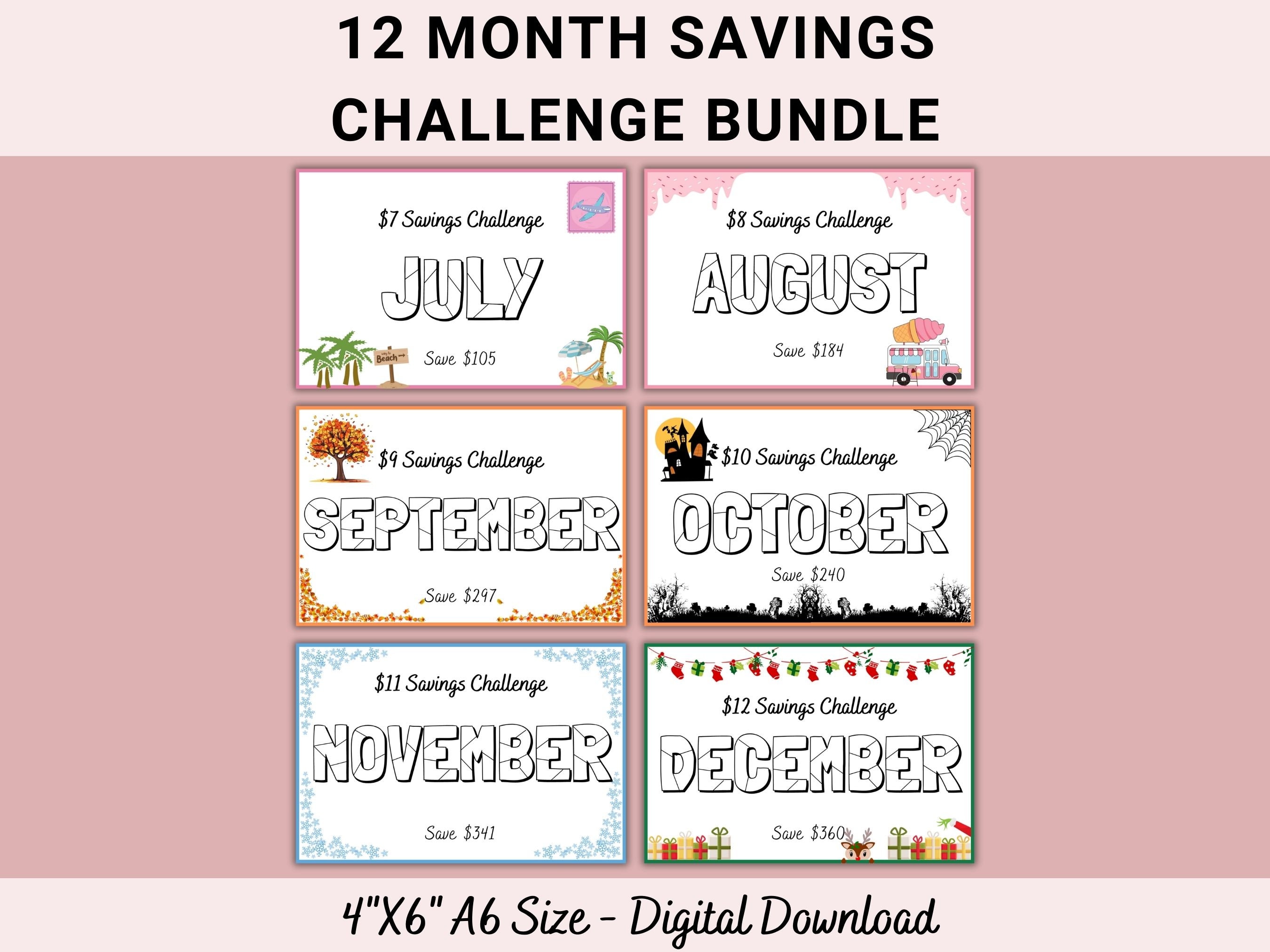 A6 Savings Challenge Printable, Monthly Money Saving Challenge Bundle ...