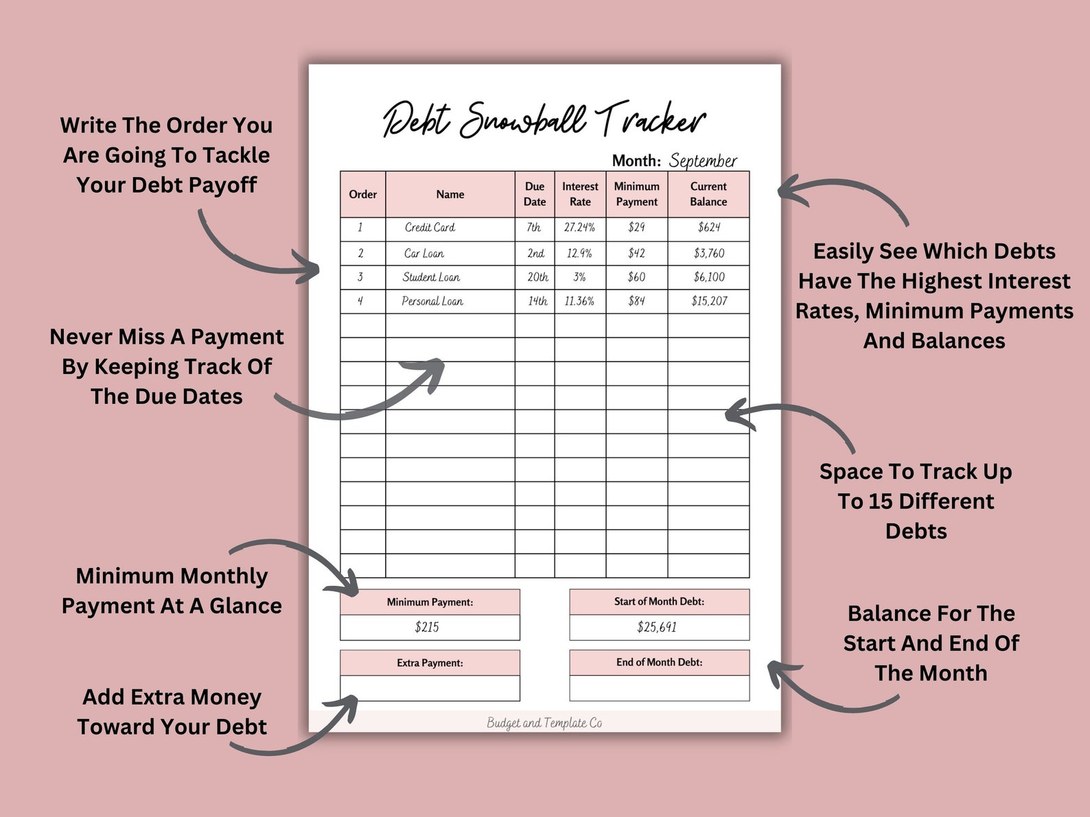 Debt Snowball Sheet, Debt Snow Ball Printable Comes in A4 and US Letter ...