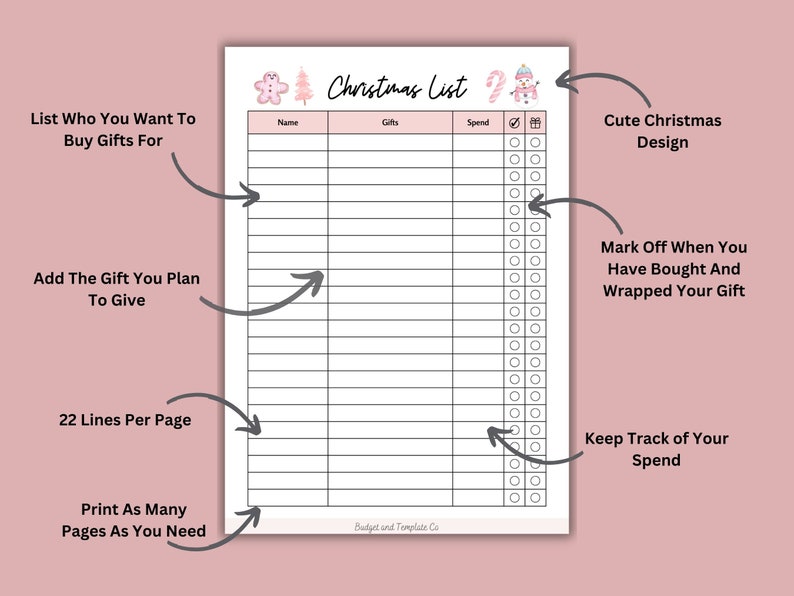 Christmas Gift List Printable, Printable Christmas Planner, Christmas ...