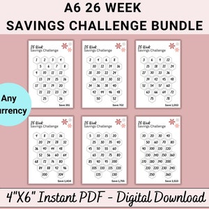 26 Weeks Savings Challenge Bundle Set of 6, 26 Week Challenge, 26 Week ...