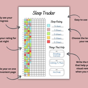 Sleep Tracker Printable, Sleep Tracker Journal, Sleep Routine, Self ...