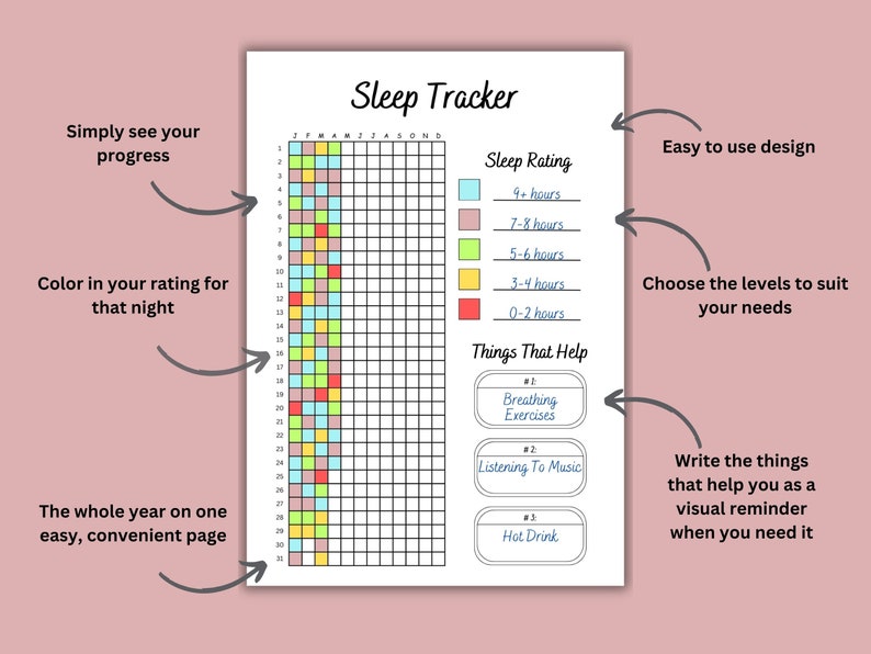 Sleep Tracker Printable, Sleep Tracker Journal, Sleep Routine, Self ...