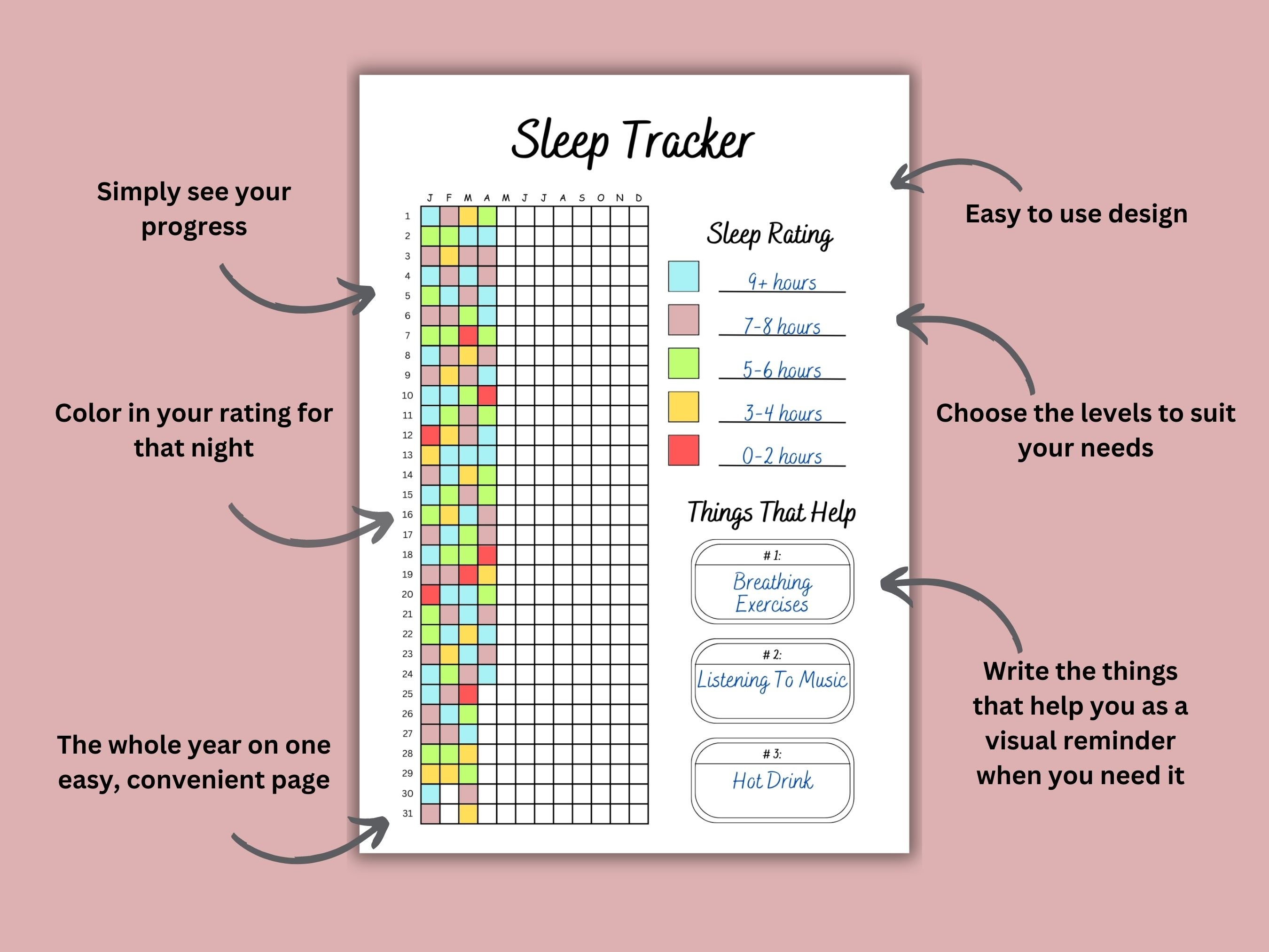 Sleep Tracker Printable, Sleep Tracker Journal, Sleep Routine, Self ...