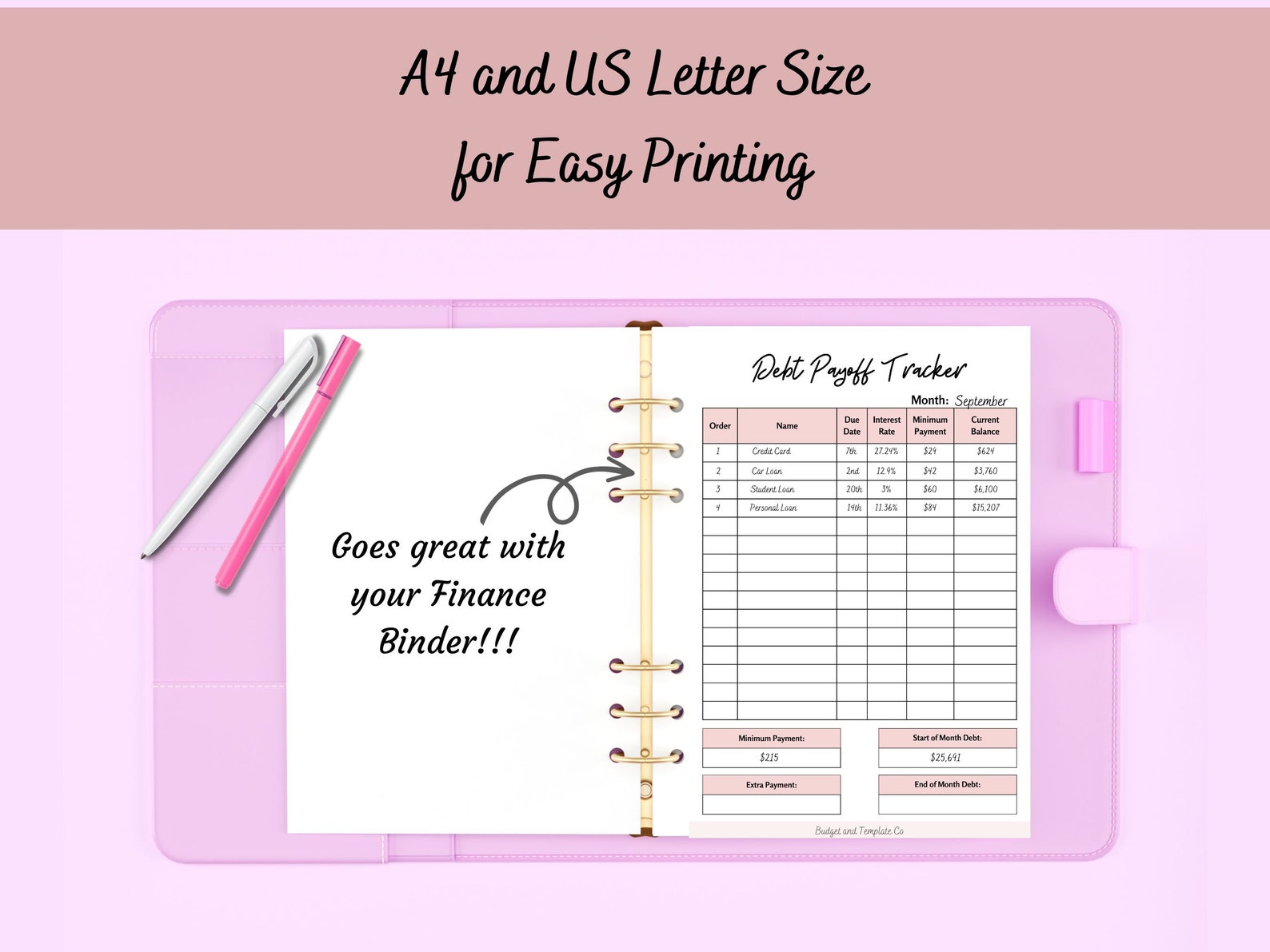 Debt Payoff Printable, Debt Tracker Print Comes in A4 and US Letter ...