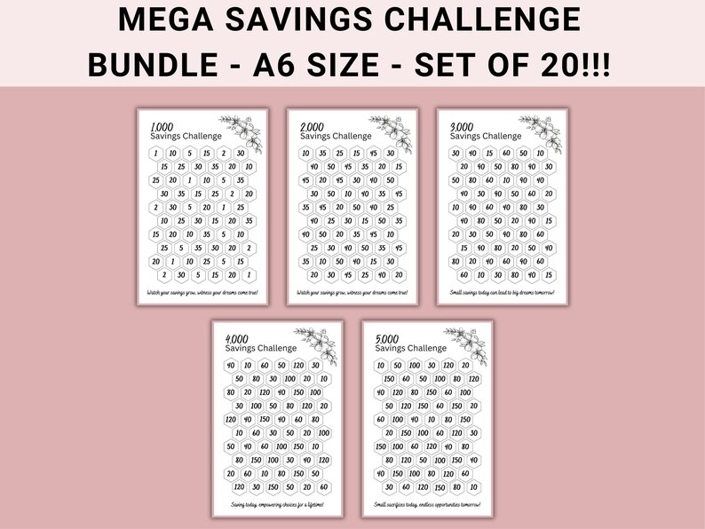 A6 Savings Challenge Printable Mega Bundle Set of 20 Savings - Etsy