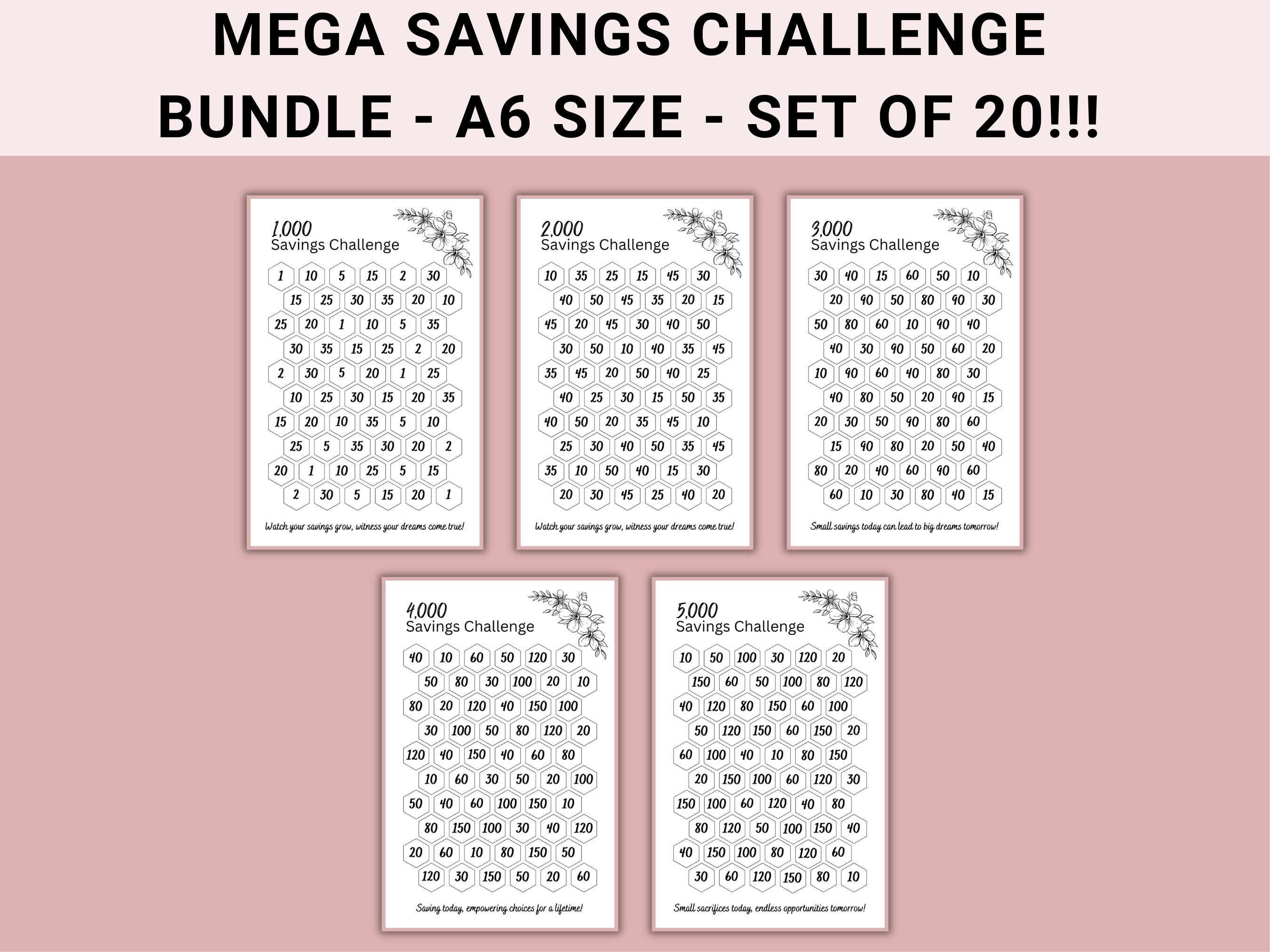 A6 Savings Challenge Printable Mega Bundle Set of 20 Savings - Etsy