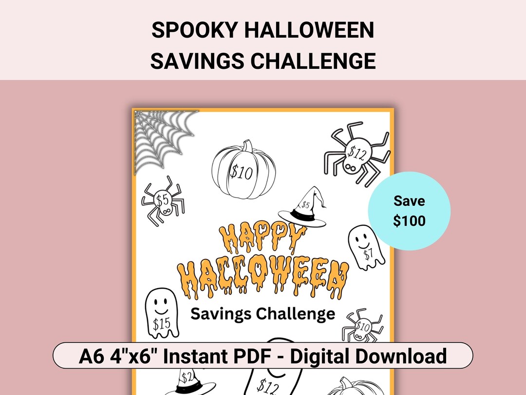 Halloween Savings Challenge Printable, Spooky Savings Challenge, A6 ...