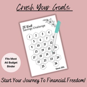 26 Week Challenge Printable, 26 Week Saving Challenge, 26 Weeks Savings ...