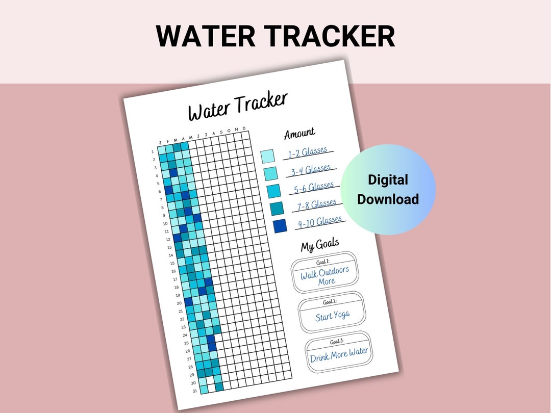 Water Tracker Printable, Habit Tracker, Health Tracker, Goal Tracker ...