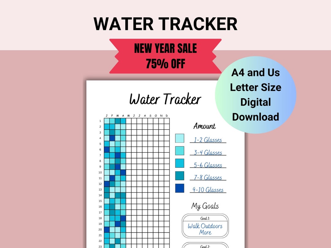 Water Tracker Printable, Habit Tracker, Health Tracker, Goal Tracker ...