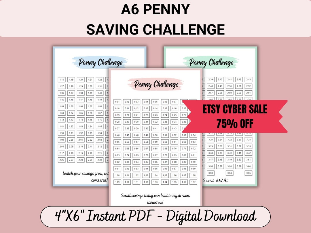 1p Challenge Printable, 1p Savings Challenge PDF Fits A6 Budget Binder ...