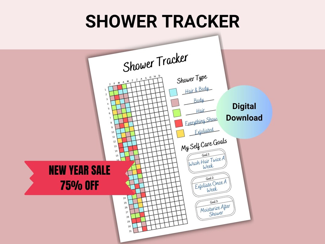 Shower Tracker Printable, Habit Tracker, Health Tracker, Goal Tracker ...