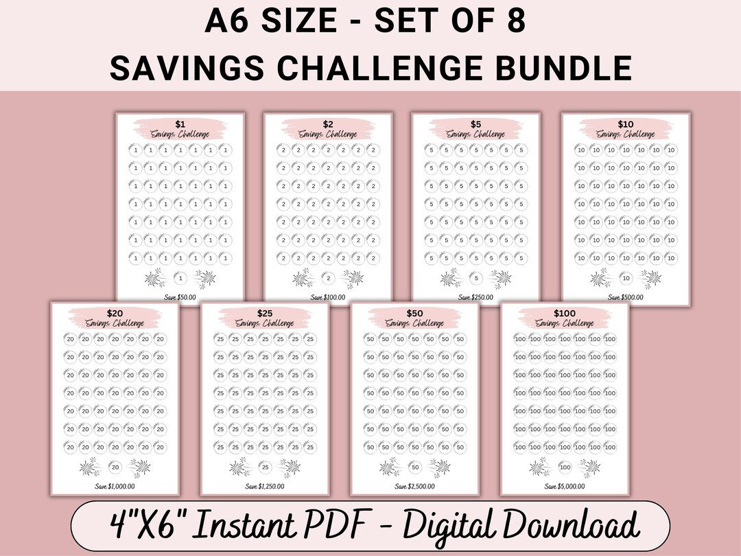Minimalist Low Income Savings Challenge Printable, Monthly Money Saving ...