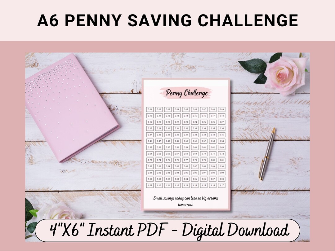 1p Challenge Printable 1p Savings Challenge PDF Fits A6 - Etsy