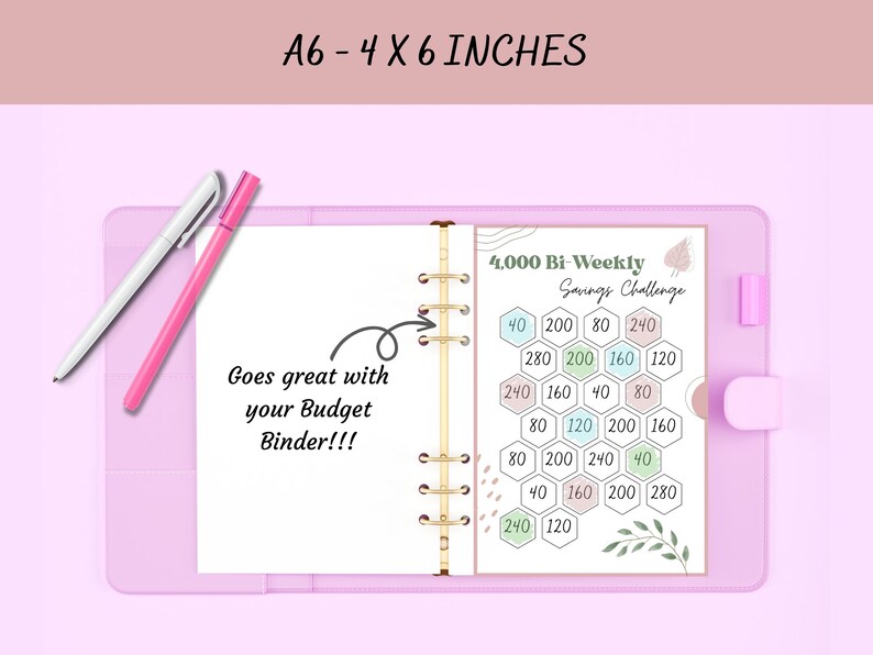 4K Savings Challenge Bi Weekly Printable, A6 4000 Biweekly Savings ...