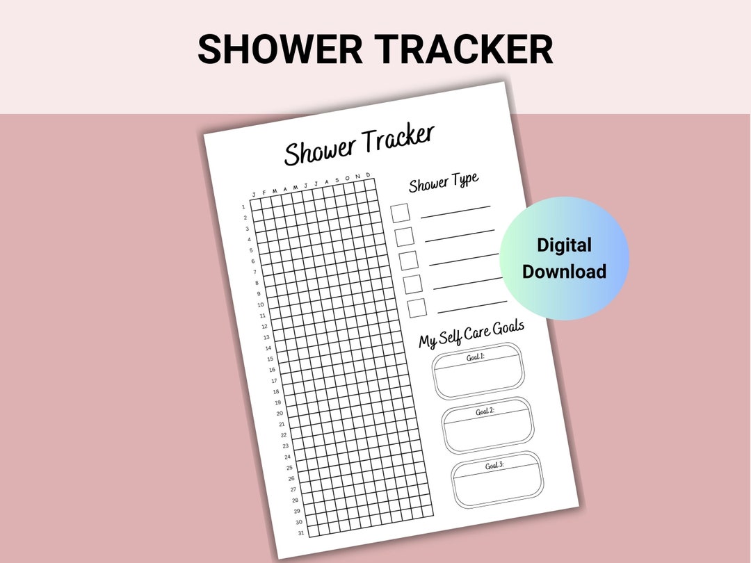 Shower Tracker Printable, Habit Tracker, Health Tracker, Goal Tracker ...