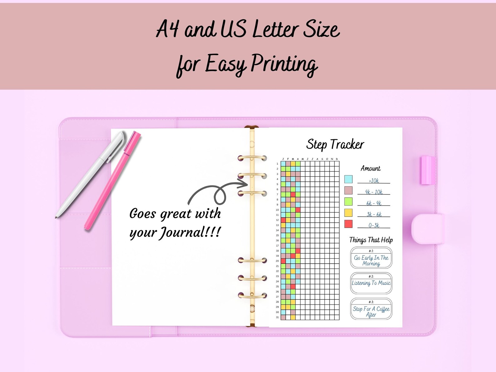 Step Tracker Printable, Step Tracker Journal, Step Challenge, Self Care ...