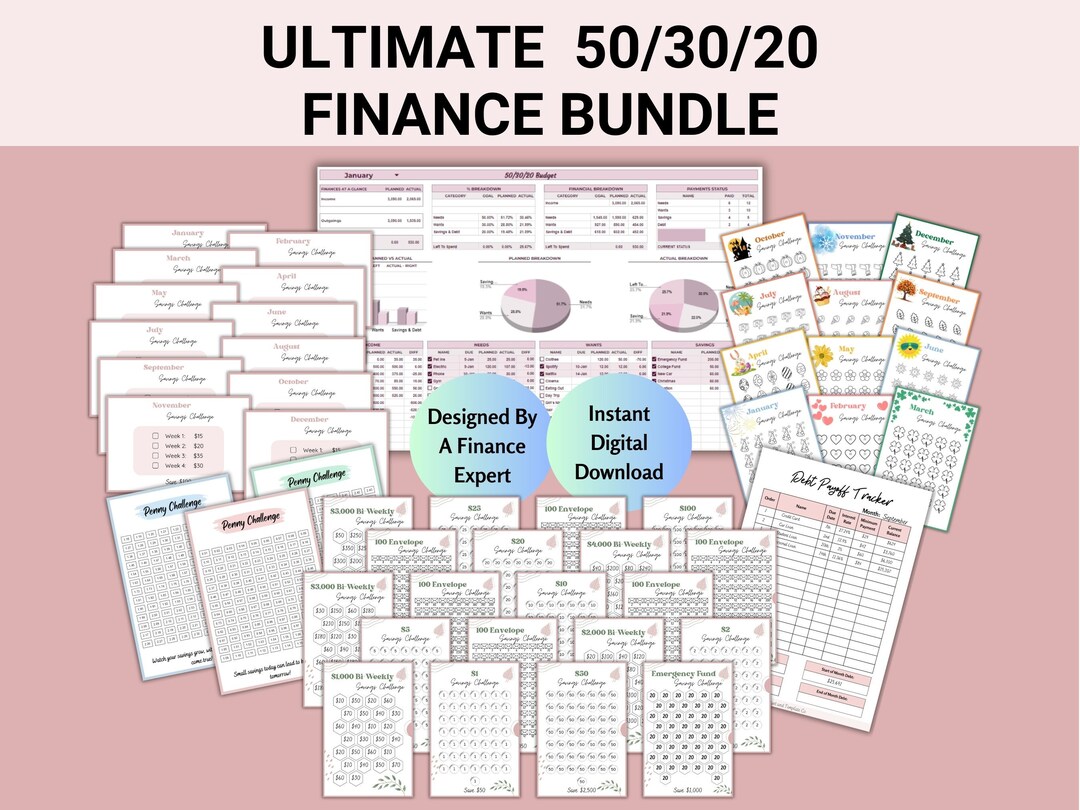 Ultimate Budget Planner, 50-30-20 Budget Planner Google Sheets and A6 ...