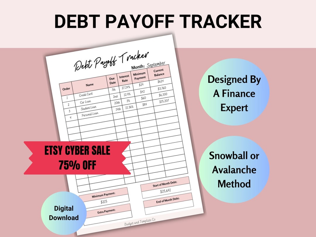 Debt Payoff Printable, Debt Tracker Print Comes in A4 and US Letter ...