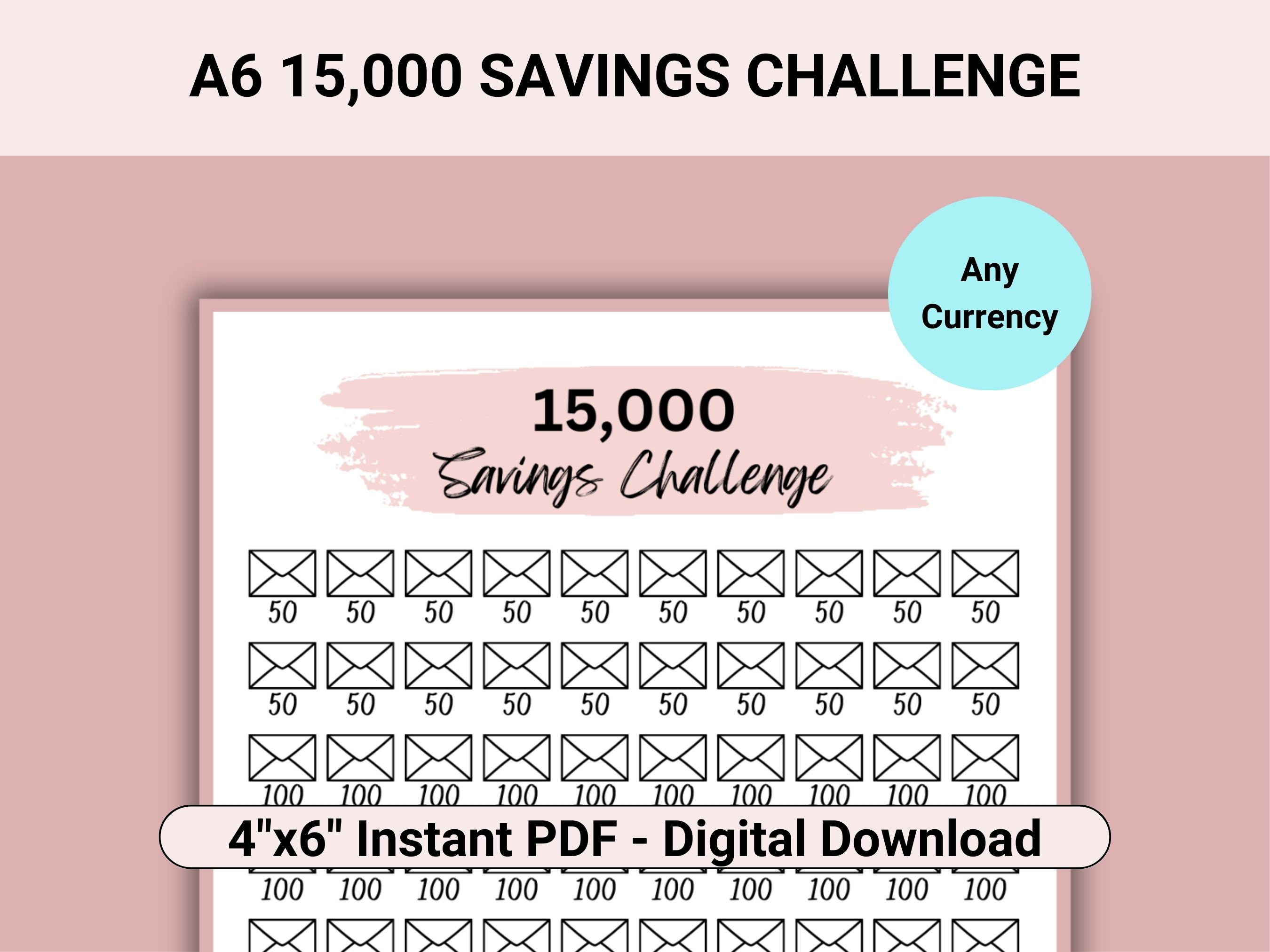 15K Savings Challenge Printable 15k Challenge Fits A6 Budget - Etsy