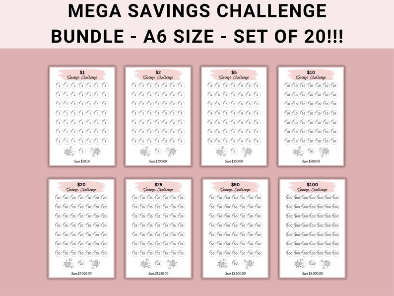 A6 Savings Challenge Printable Mega Bundle Set of 20 Savings - Etsy
