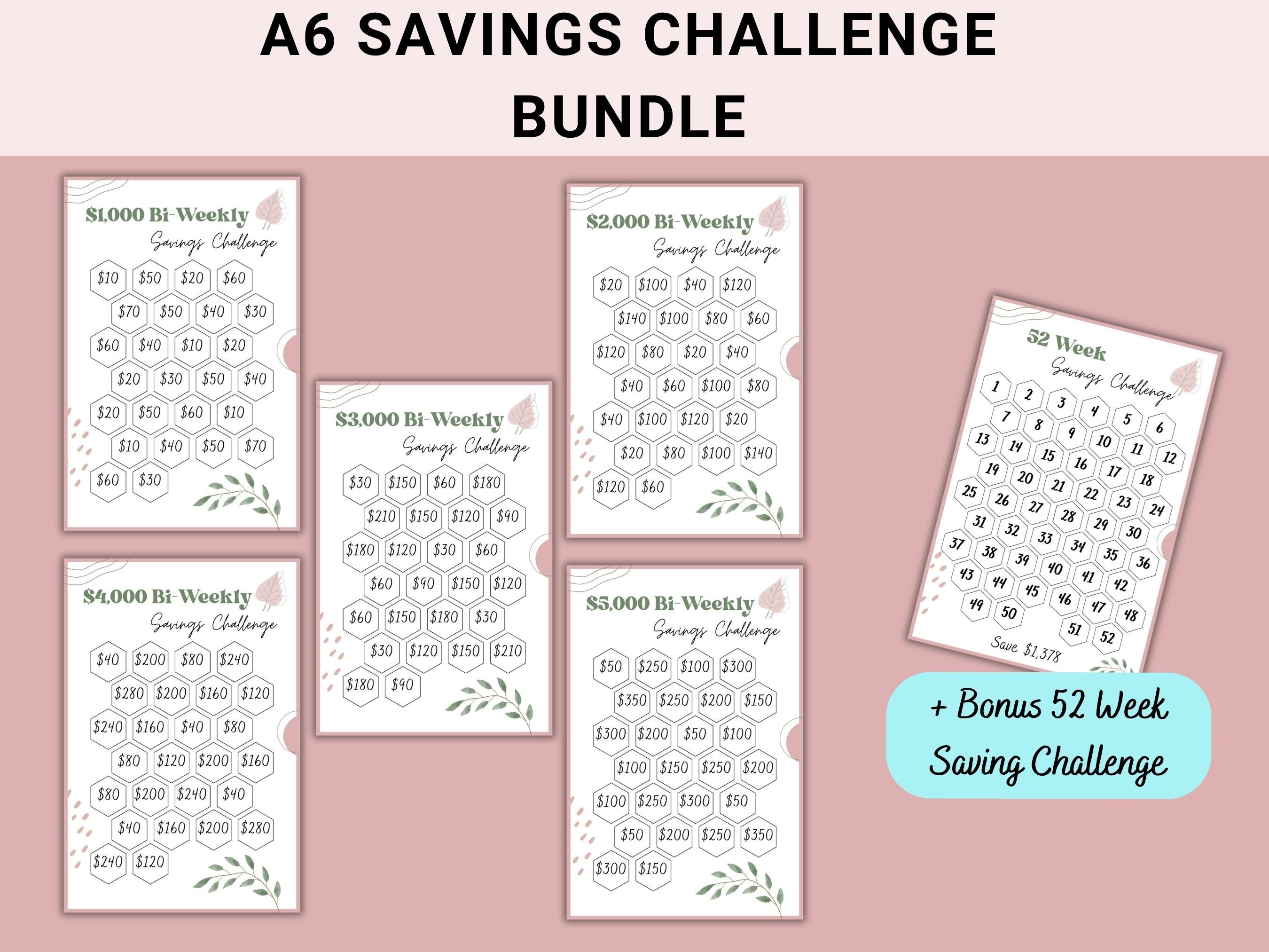 A6 Savings Challenge Printable, Boho Saving Challenge Bundle Set of 20 ...