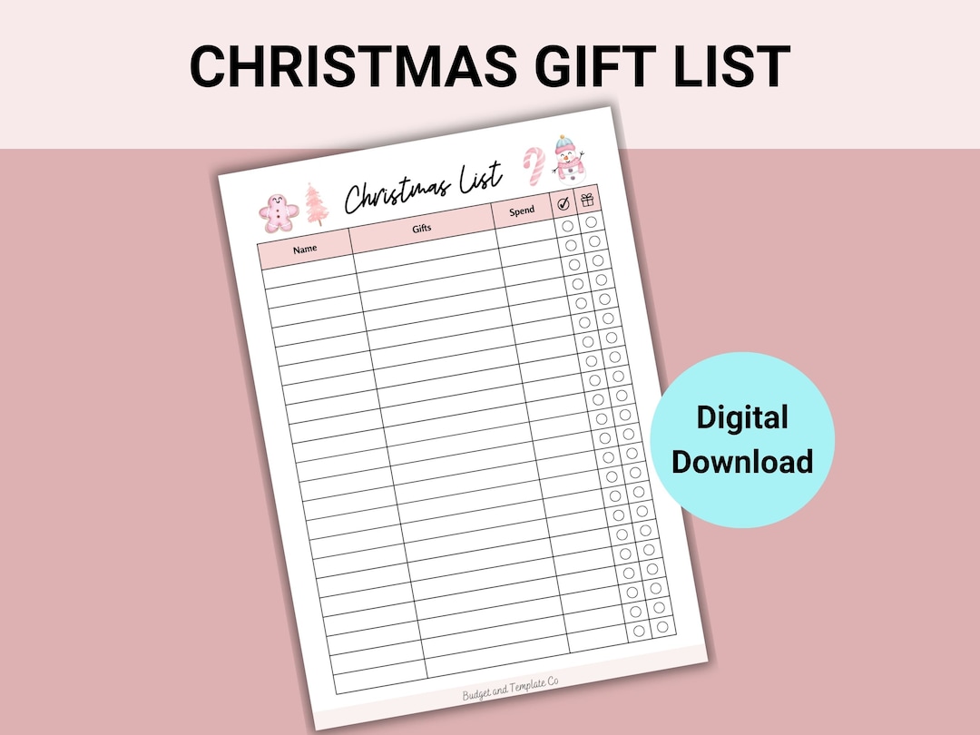 Christmas Gift List Printable, Printable Christmas Planner, Christmas ...