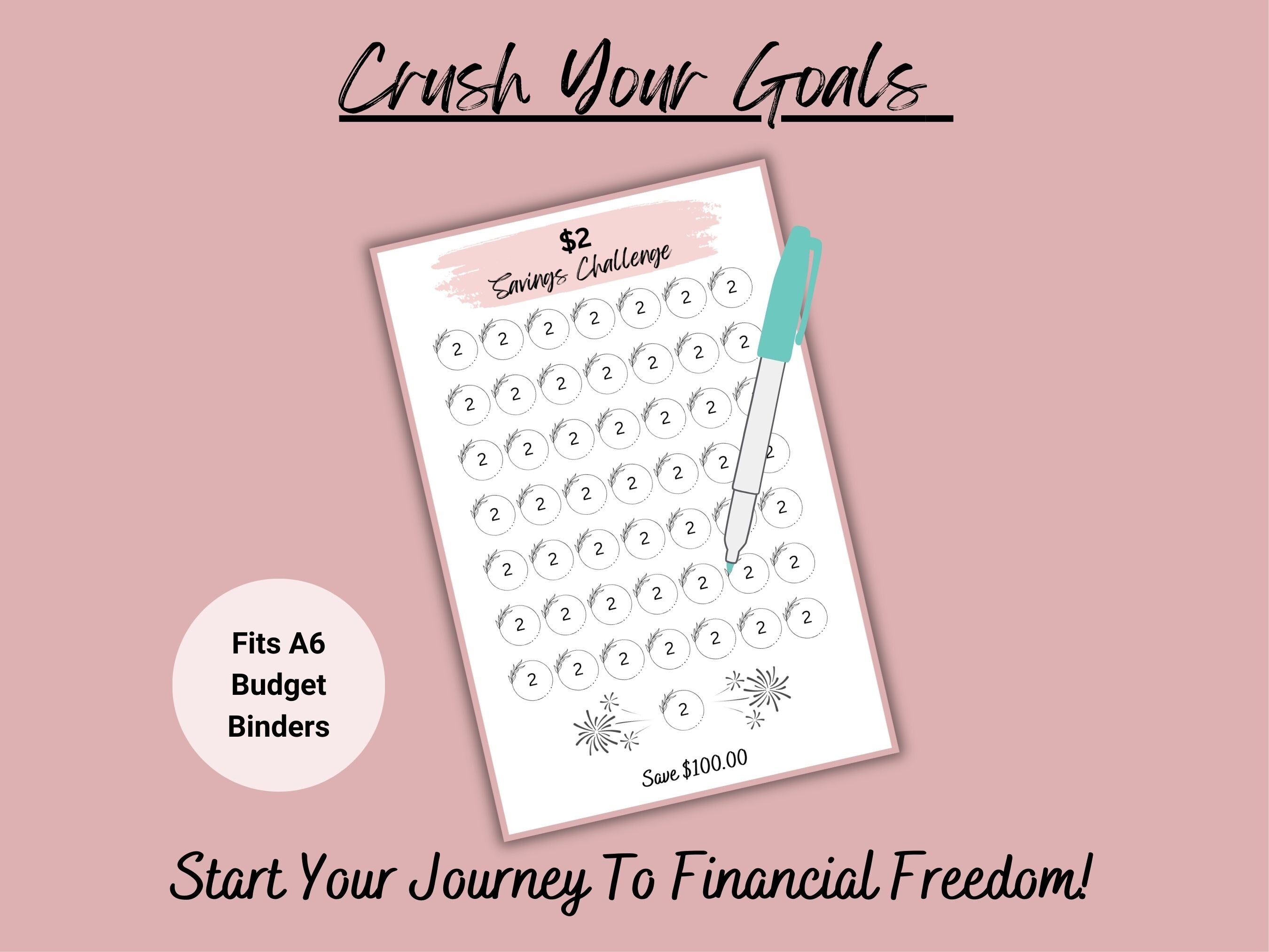 2 Dollar Savings Challenge Printable Save 100 Challenge Fits - Etsy