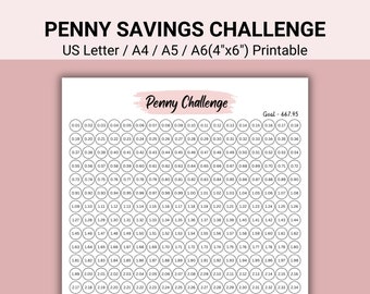 Penny Savings Challenge Printable, 1p Saving Challenge, Savings ...