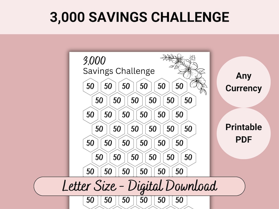 3k Savings Challenge Printable 3000 Savings Challenge PDF 3k - Etsy