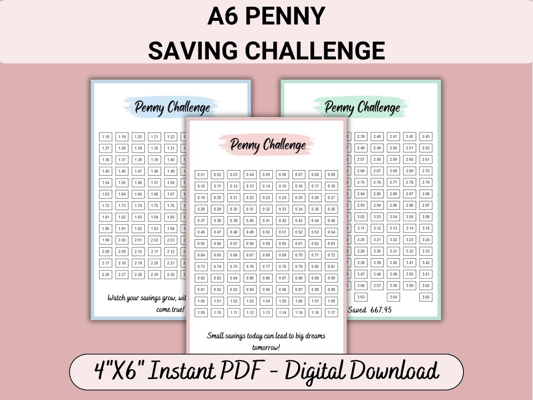 1p Challenge Printable, 1p Savings Challenge PDF Fits A6 Budget Binder ...