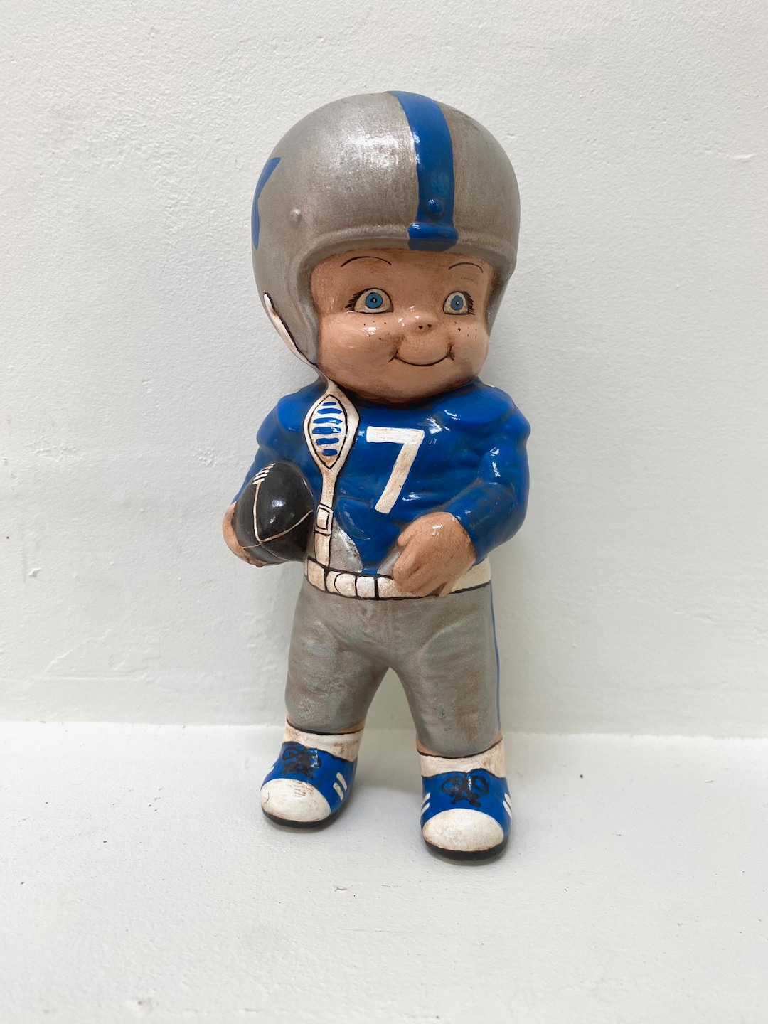 Vintage Ceramic Football Player Figurine, Freckles, 7, Veselka, Lone ...