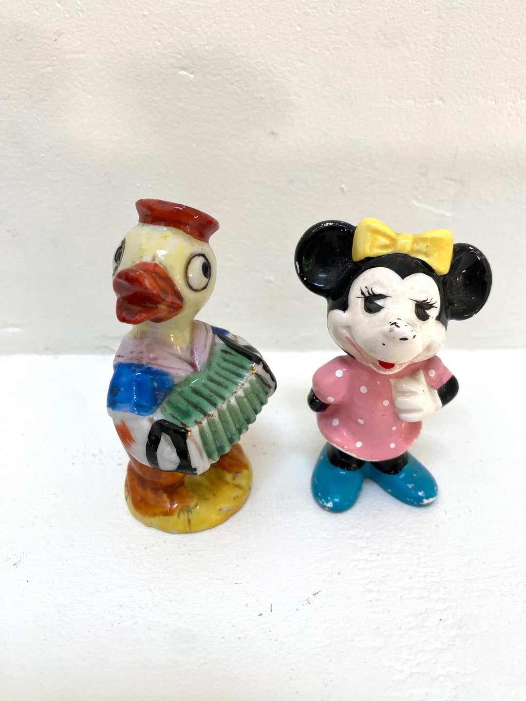 Pair of Vintage Figurines, Made in Japan, Minnie Mouse and Duck With ...