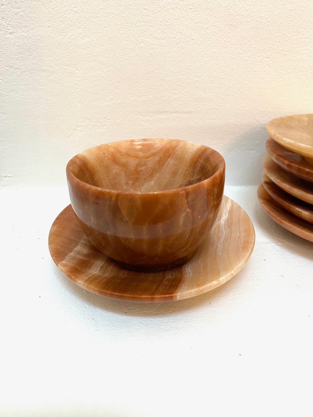 Gorgeous Set of 6 Natural Marbled Stone Tea/cappuccino/coffee Cups and ...