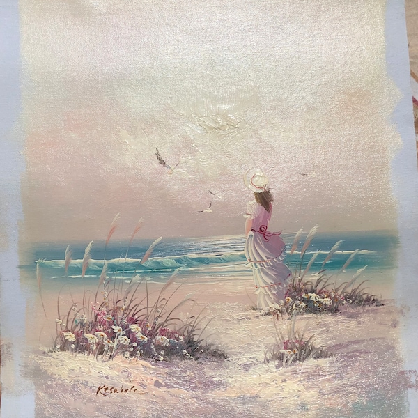 Lady on Beach Oil Painting - Etsy