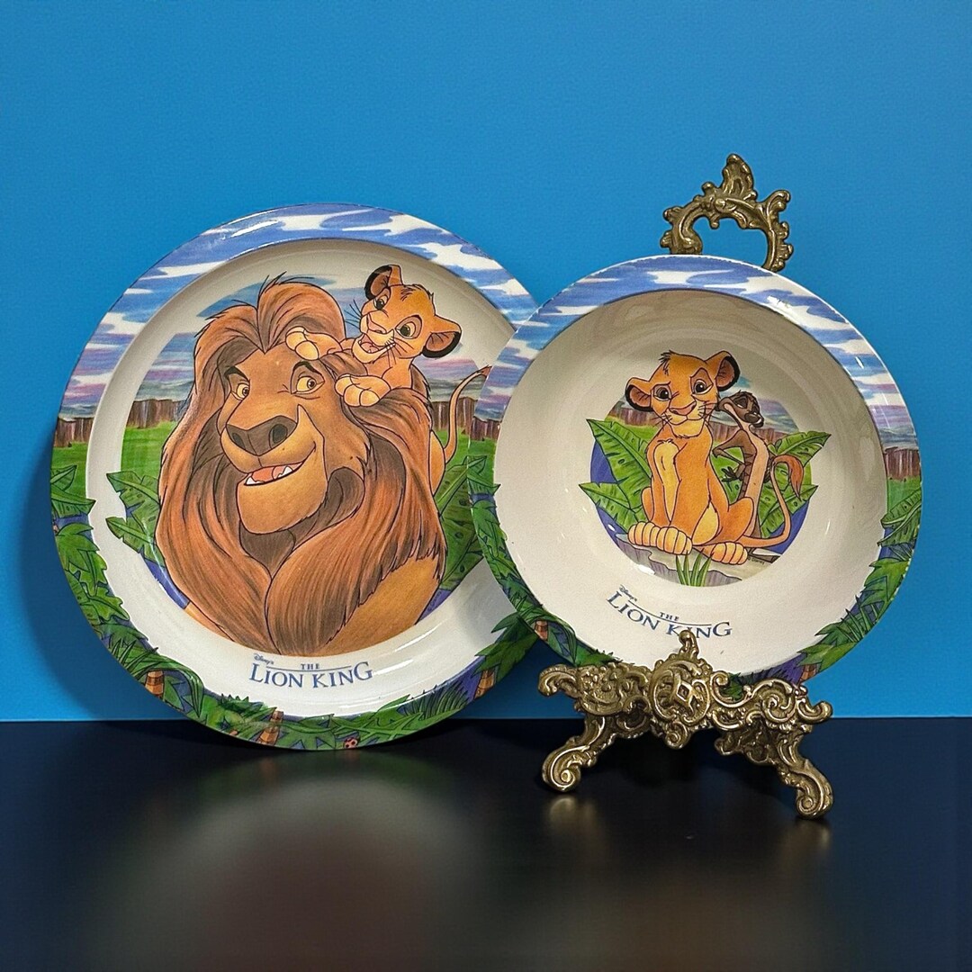 Rare Vintage 90's Simba & Mufasa Melamine Bowl and Plate Vintage Disney ...