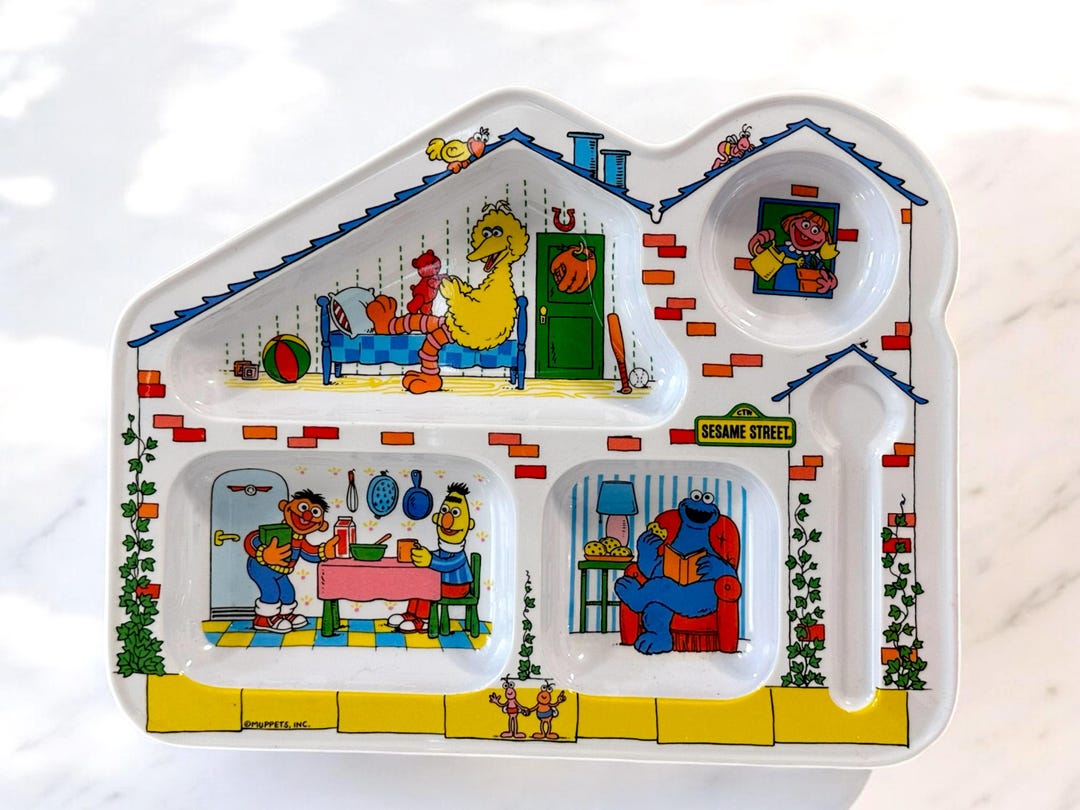 Vintage Sesame Street Divided Meal Plate Tray. House Shaped Kibouki ...