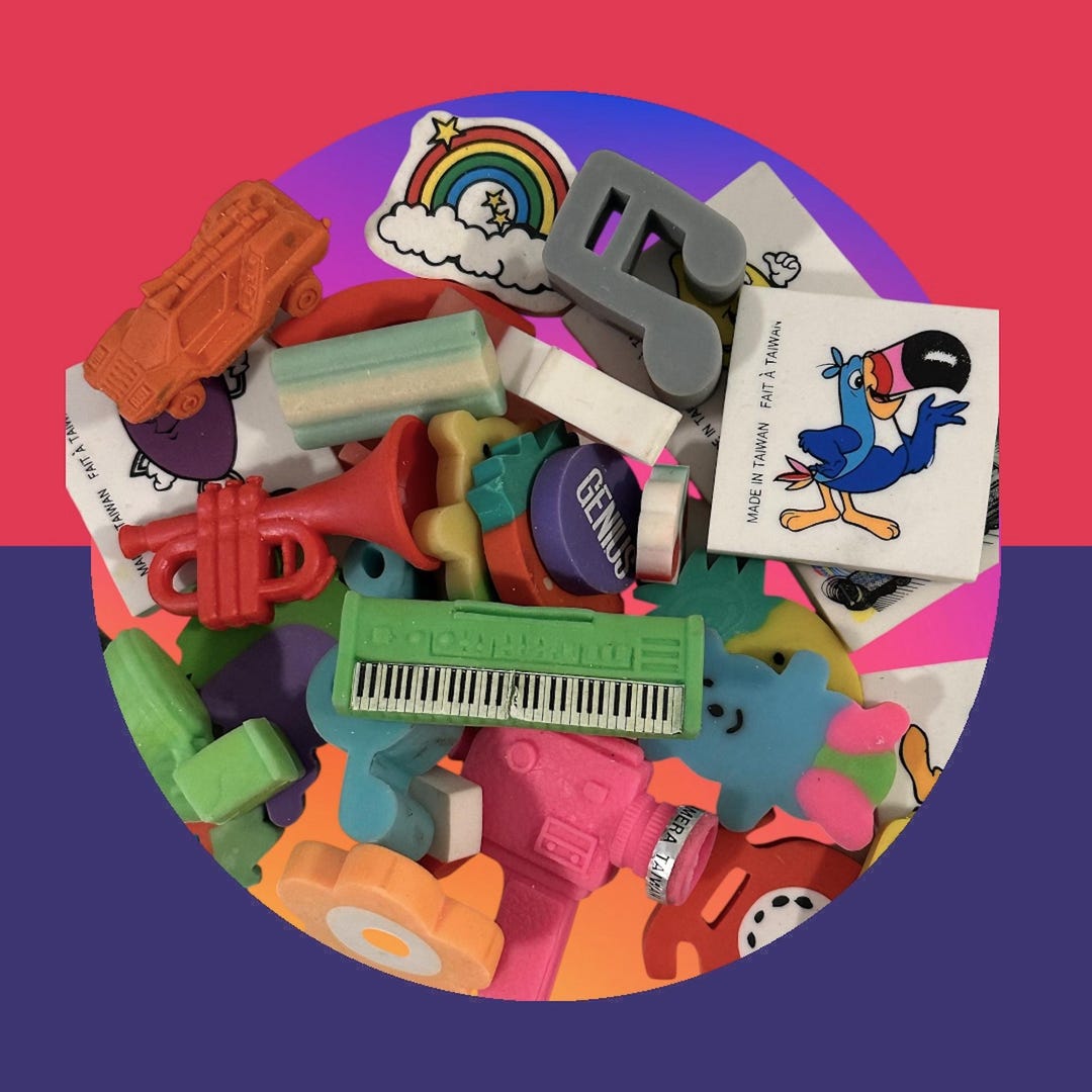 31 Cute and Colorful Vintage Erasers/rubbers Lot. 80's-90's- Really ...