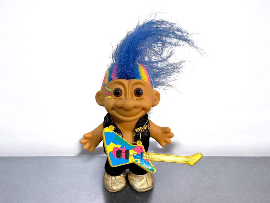 Vintage Russ Punk Rocker Rockstar Troll Doll 5'' With a Guitar ...
