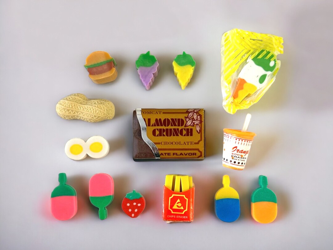 14 Cute and Colorful Vintage Food Erasers/rubbers Lot. 80's-90's. in ...