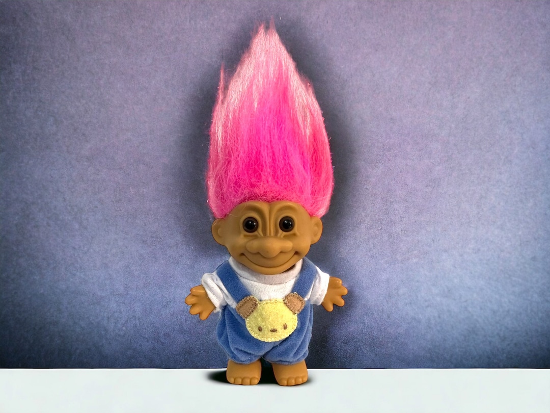 Vintage Russ Troll Doll. Pink Hair. Very Cute Outfit Little Teddy Bear ...