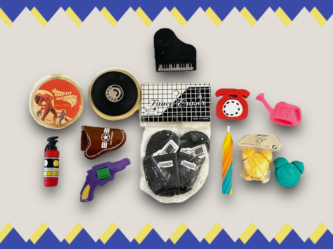 Vintage Erasers/rubbers, 70's 80's-90's Lot. All Kinds of Objects ...