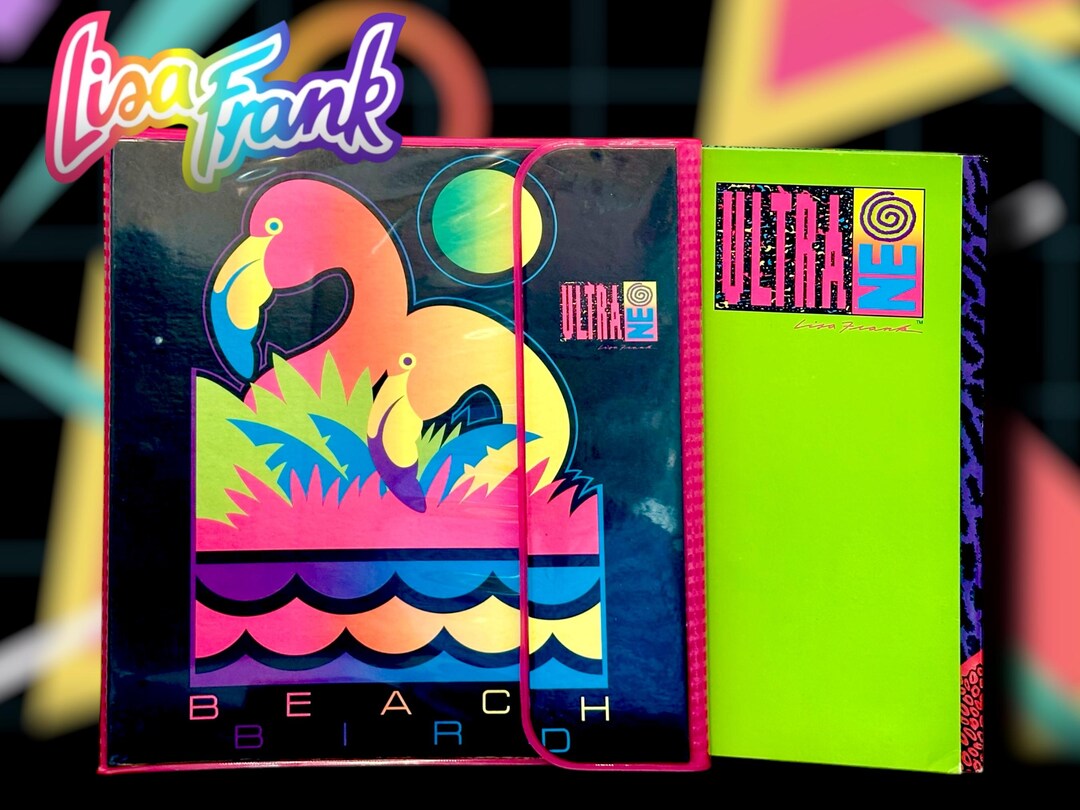Vintage Lisa Frank Ultra Neo Binder Beach Bird With Two Vintage Pocket ...