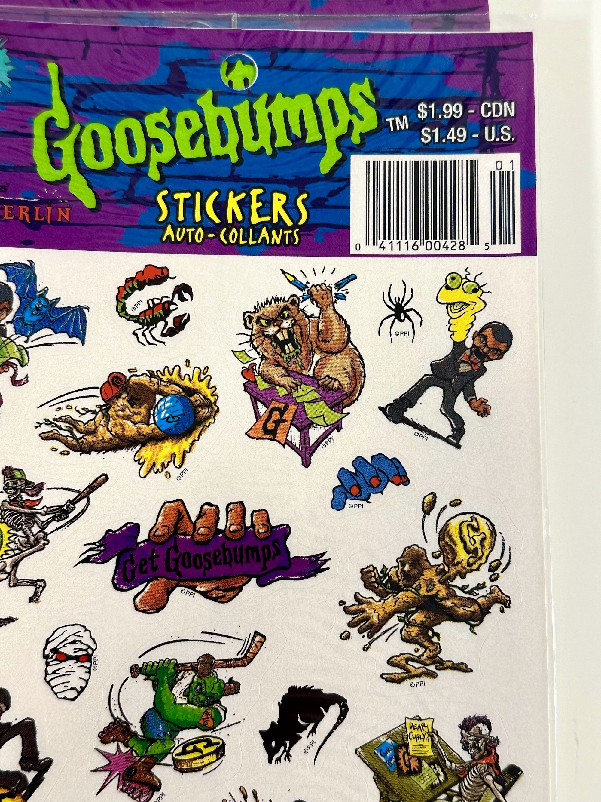 Cool Vintage Sealed Goosebumps Big Sticker Sheets 6'' X 9.5''. 20 ...