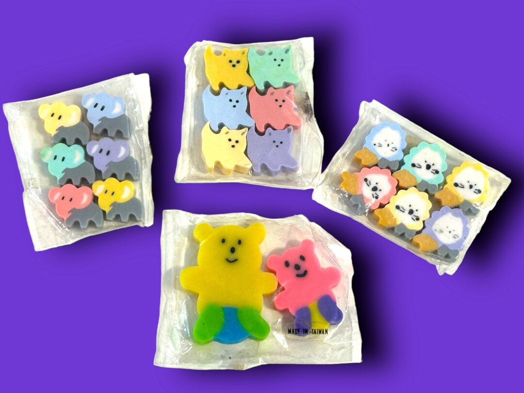 Cute Vintage Erasers/rubbers Lot. 80's-90's. Still in Their Little ...